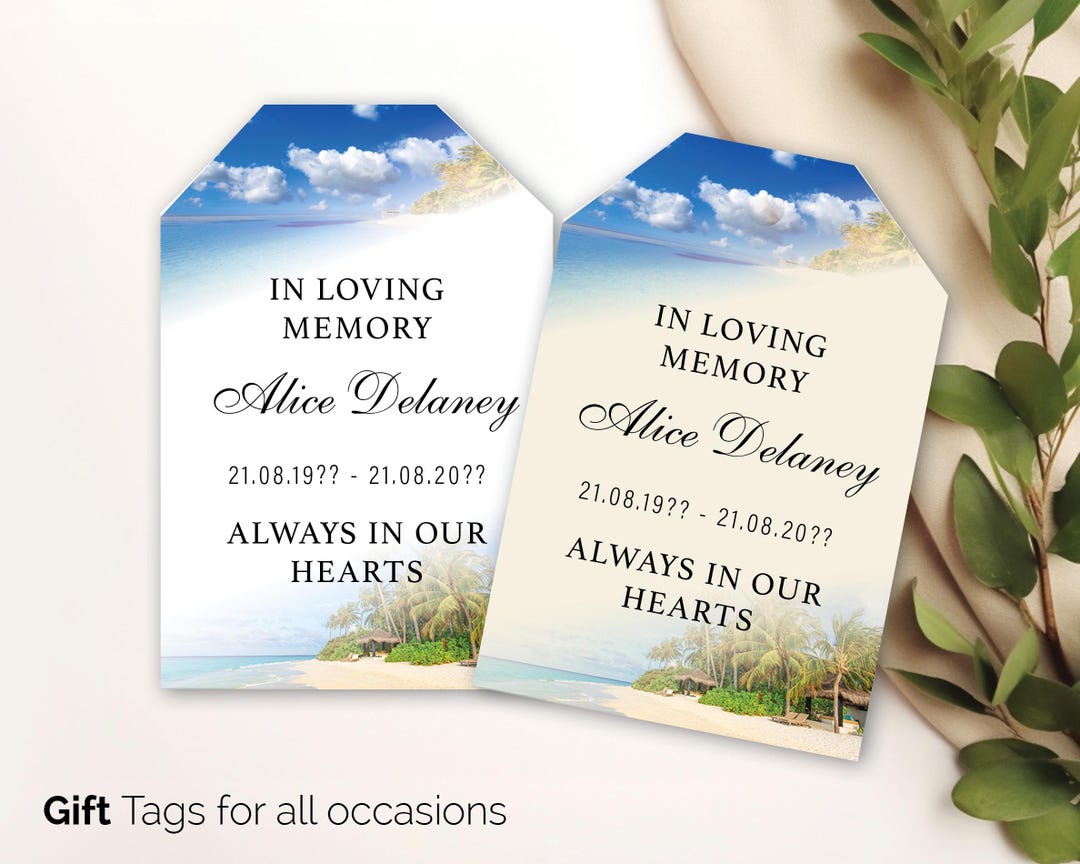 Personalised Beach Gift Tag Memorial Candle Favour Tag, in Loving ...