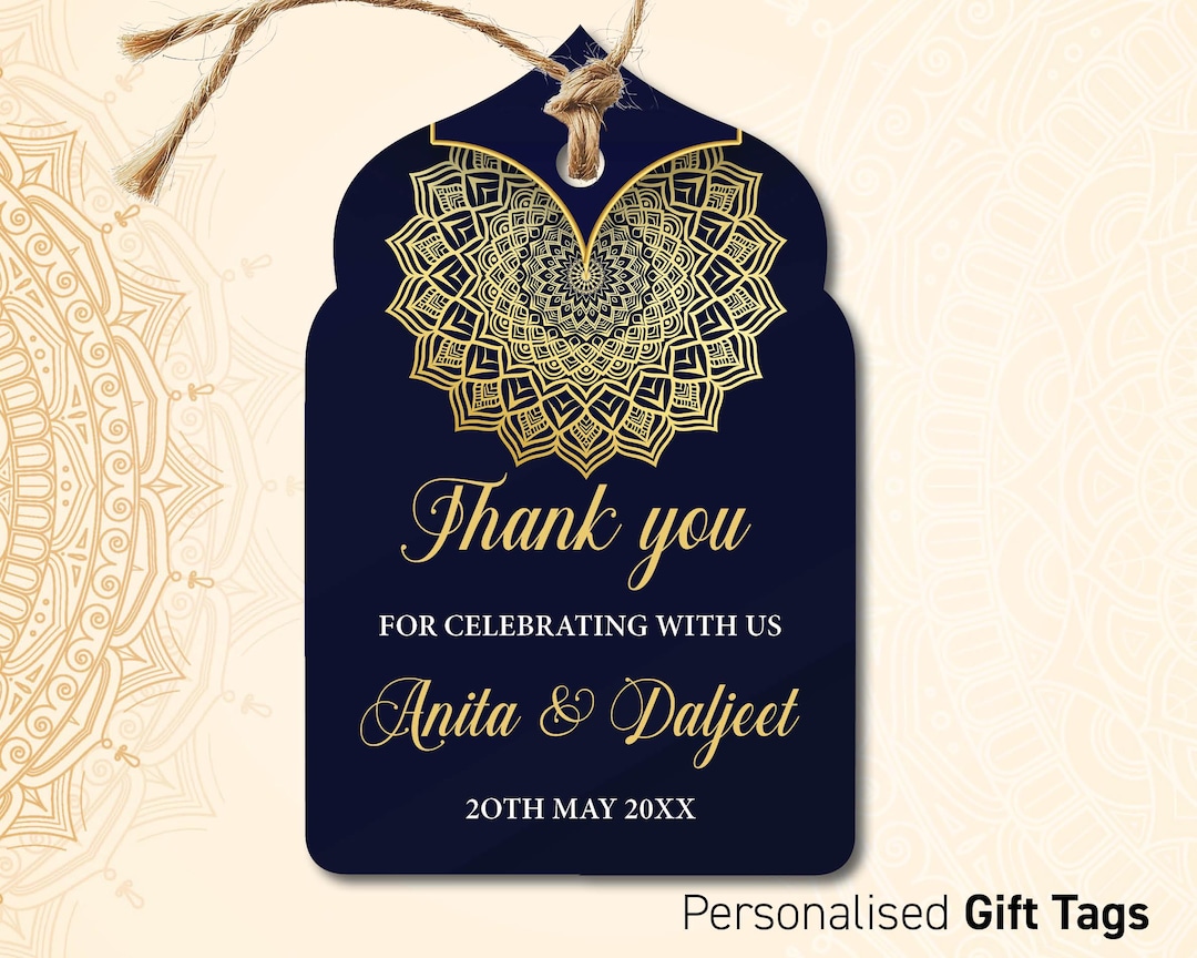 Personalised Indian Wedding Tag Mandala Wedding Favour Tag, Indian ...