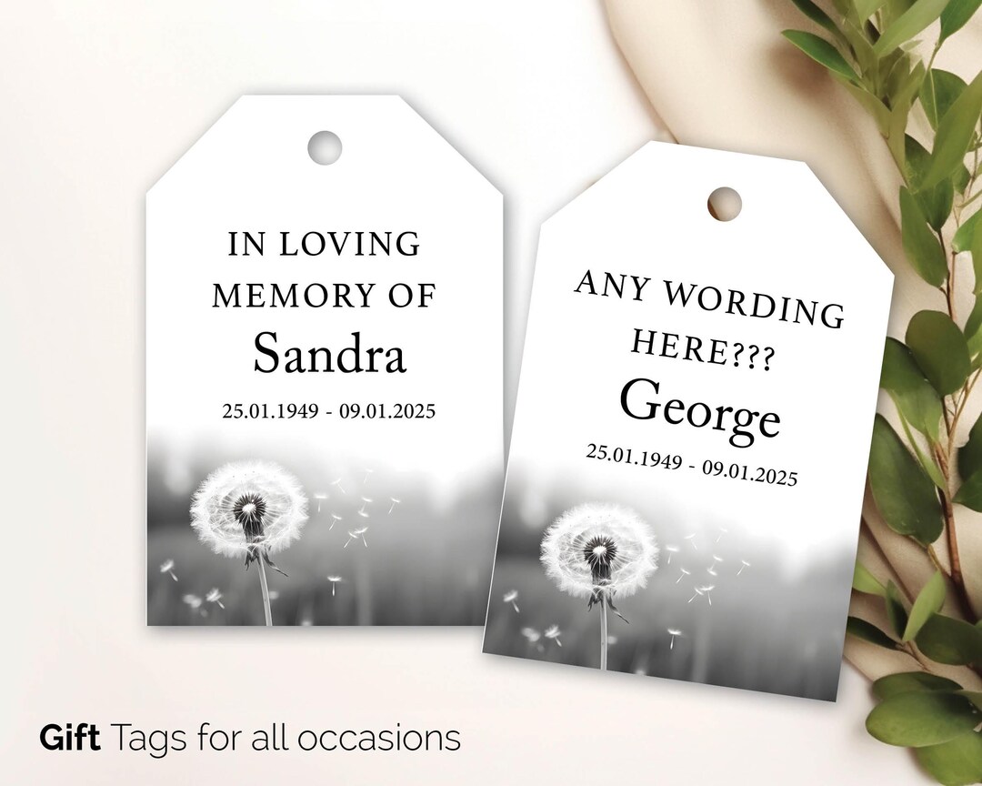 Personalised Tags for Funeral Favor Memorial Gift Favours Memorial Tags ...