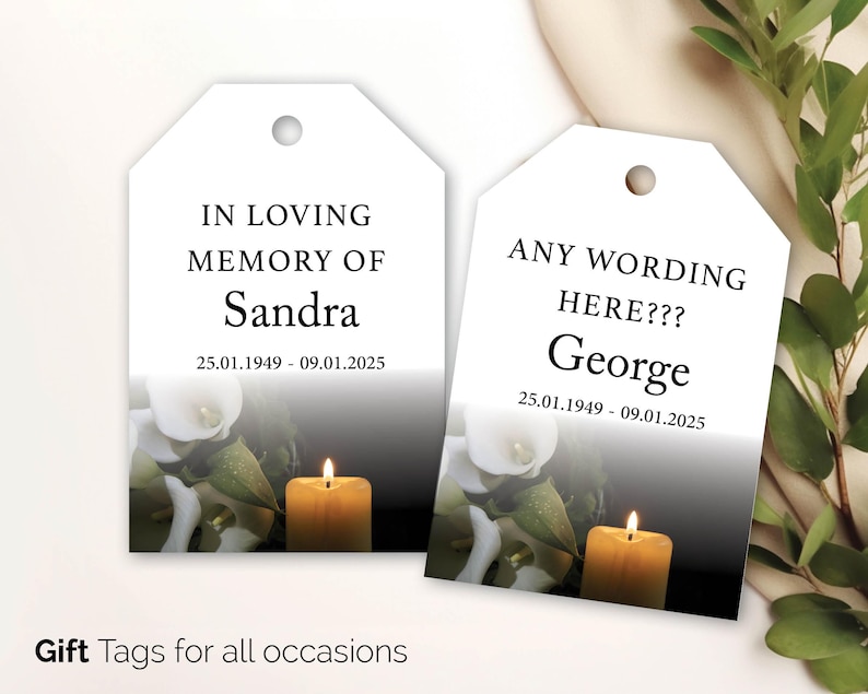Personalised Tags for Funeral Candle Memorial Gift Favours Memorial ...