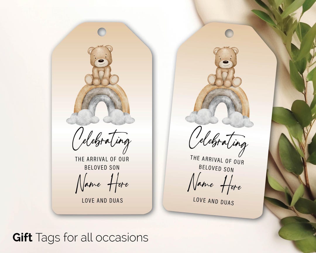 Celebrating New Born Birth Custom Personalised Gift Tags, Swing Tag ...