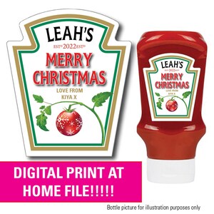 Digital Download Print at Home Fun Personalised Tomato Spoof Ketchup ...