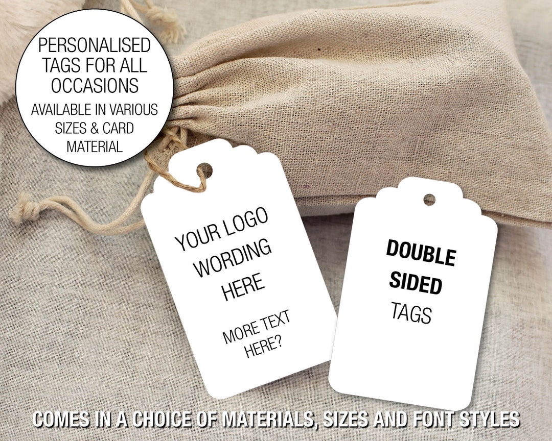 DOUBLE Sided Custom Personalised Swing Hang Tags, Add Your Own Logo or ...