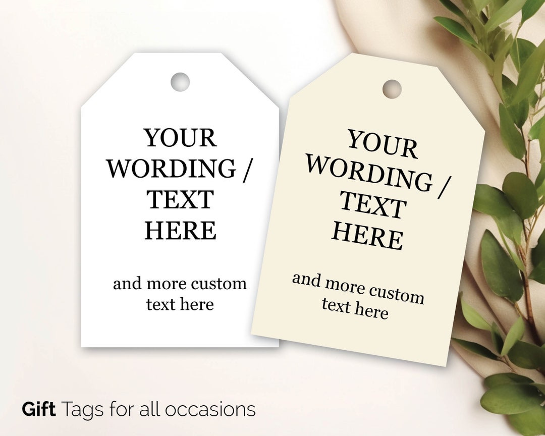 Custom Personalised Gift Tags, Swing Tag Hang Tags Any Wording Any ...