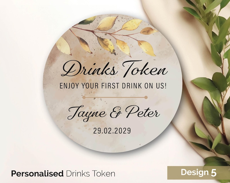 Personalised Gold Wedding Rings Drinks Token Favour, Custom Wedding ...