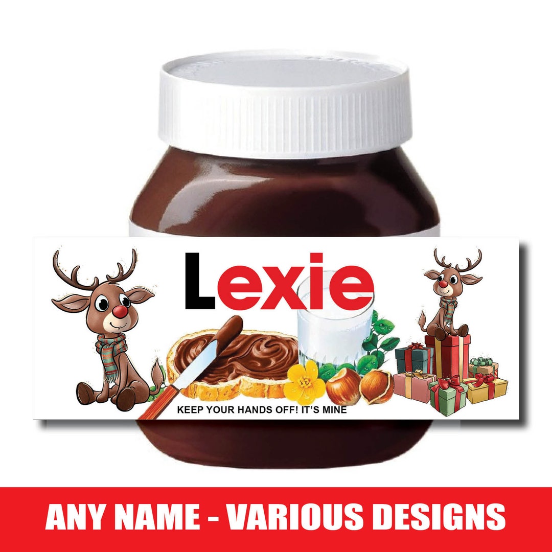Personalised NUTELLA Inspired Labels Sticker - Personalise With Name ...