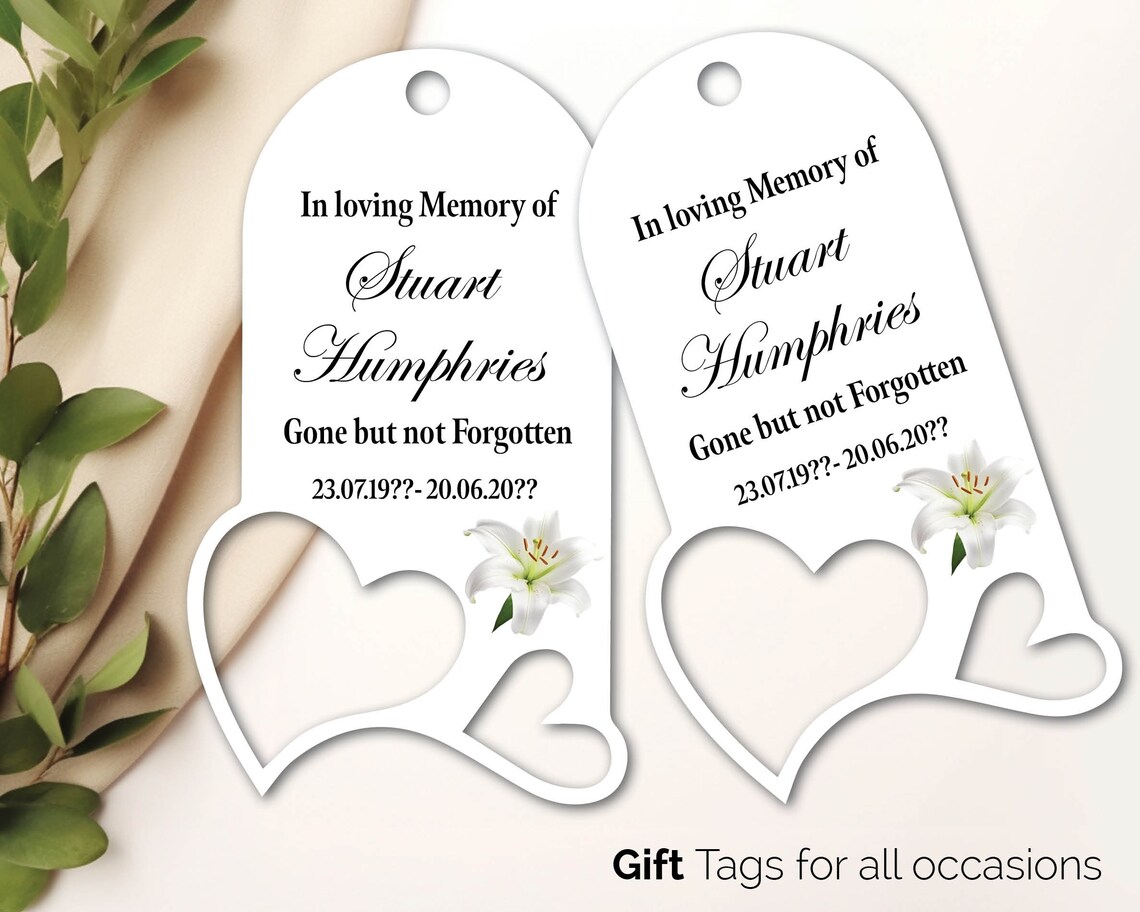 Custom in Memory of Personalised Funeral Candle Gift Tags Memorial ...