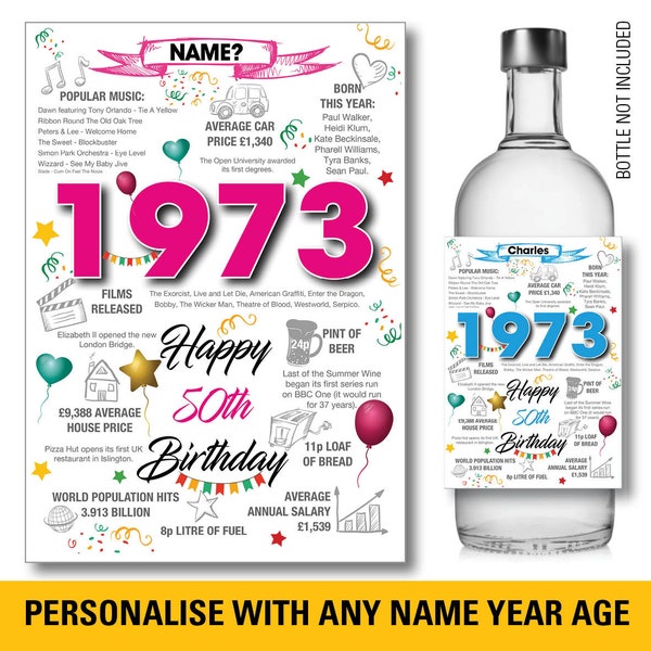 50th Birthday Bacardi Bottle - Etsy