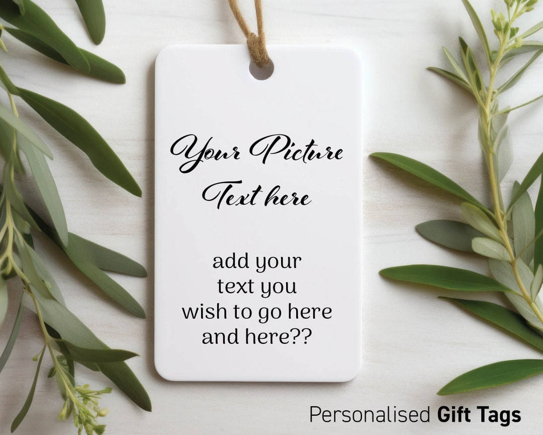 Custom Personalised Gift Tags, Swing Tag Hang Tag Add Your Own Picture ...