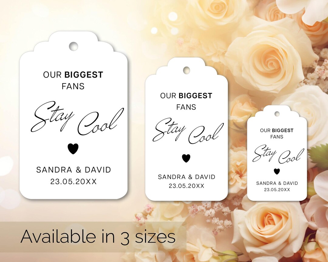 Personalised Wedding Fan Tag Minimalist Wedding Favour Gift Tag Treat ...