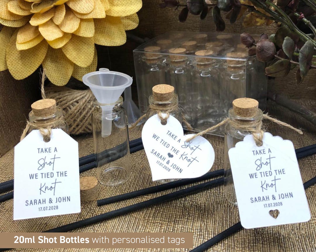 Take a Shot, We Tied the Knot Wedding Favours. Personalised Tags With ...