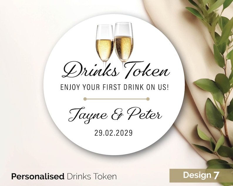Personalised Gold Wedding Rings Drinks Token Favour, Custom Wedding ...