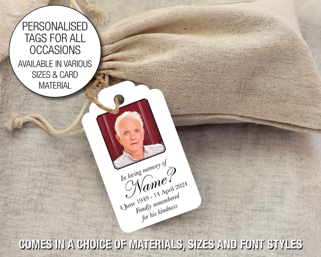Custom in Memory of Personalised Funeral Candle Gift Tags, Add a Photo ...