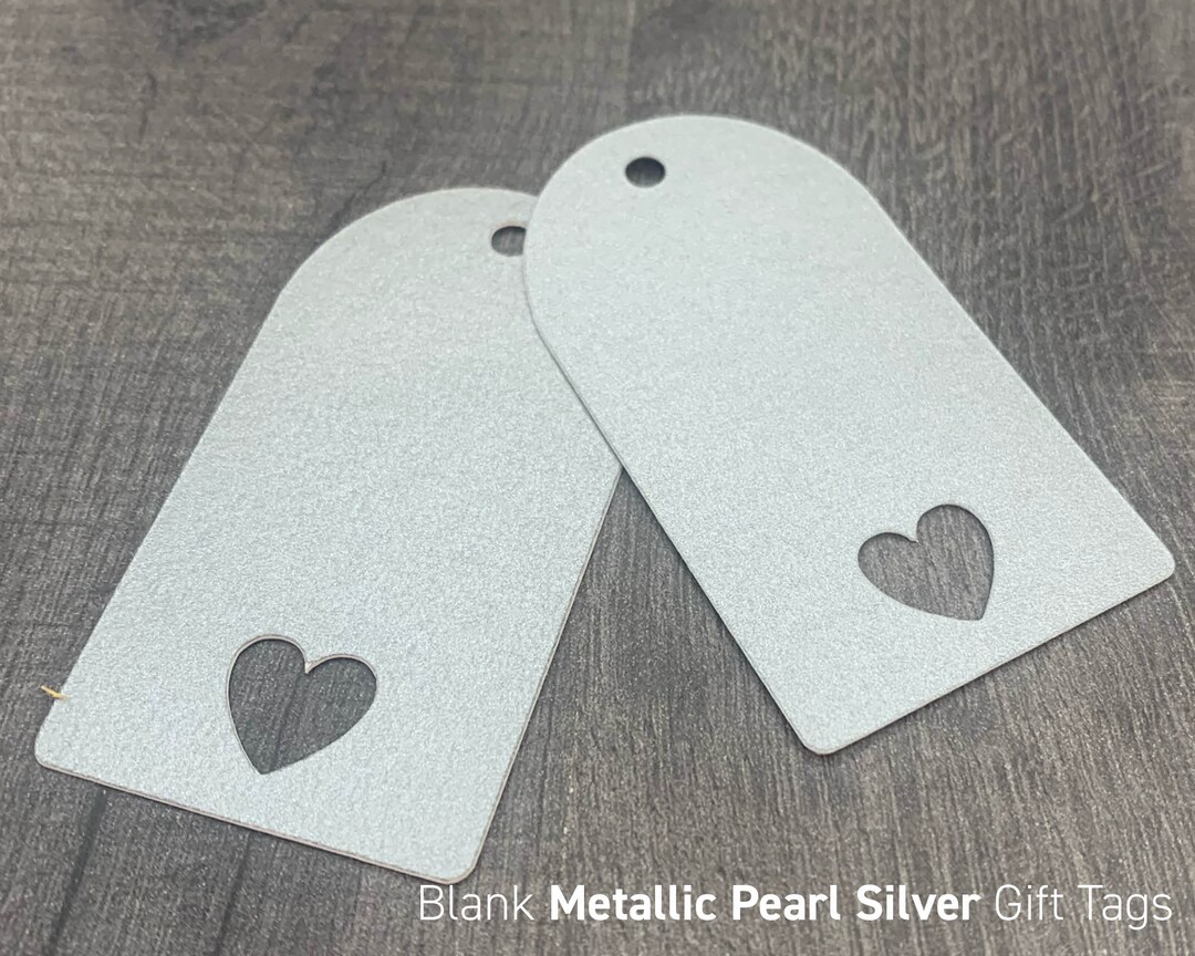 Blank Handmade Metallic Gold Silver Gift Tags Heart Cutout Baby Shower ...