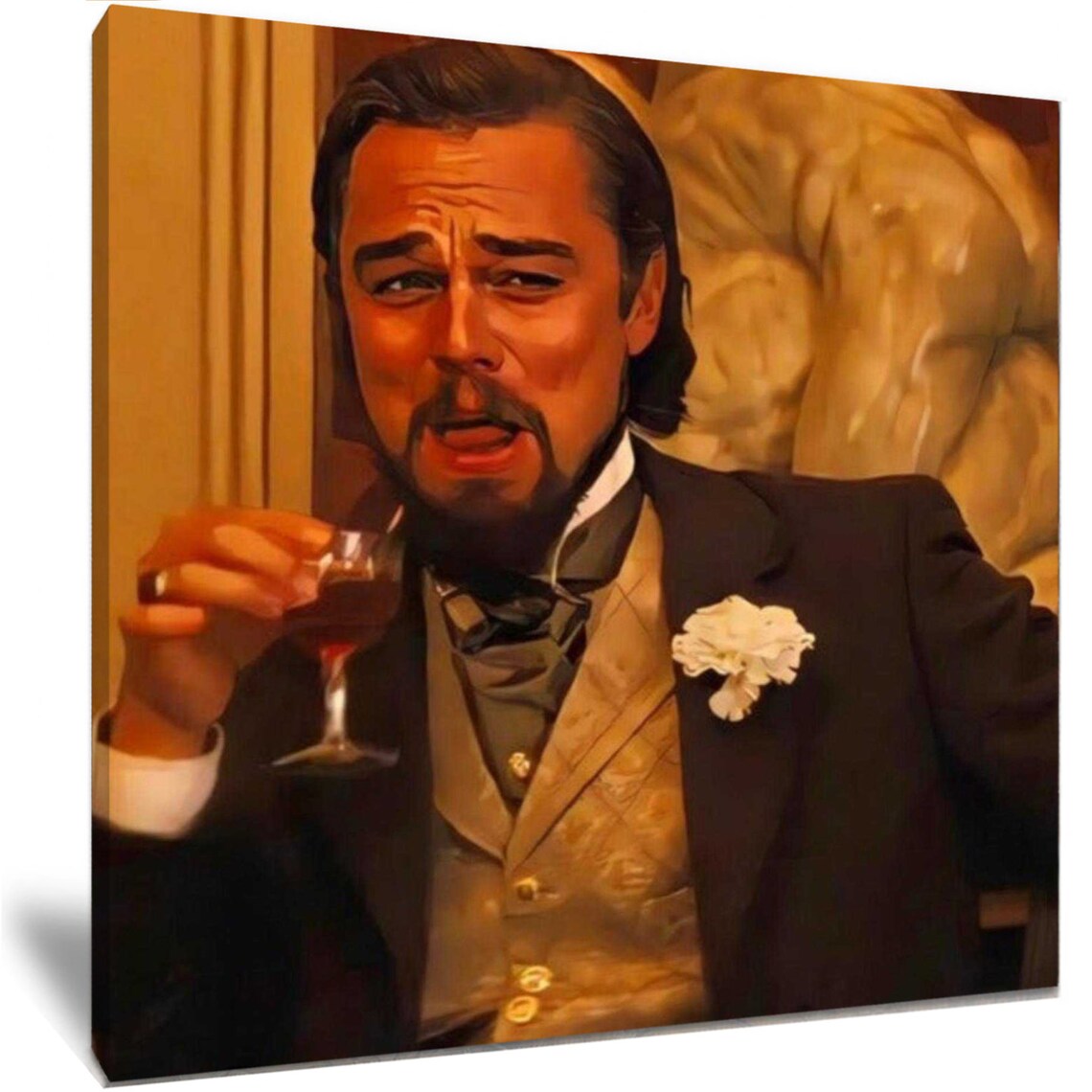 Leonardo Dicaprio Django Laughing Meme HD Framed Canvas Wall | Etsy