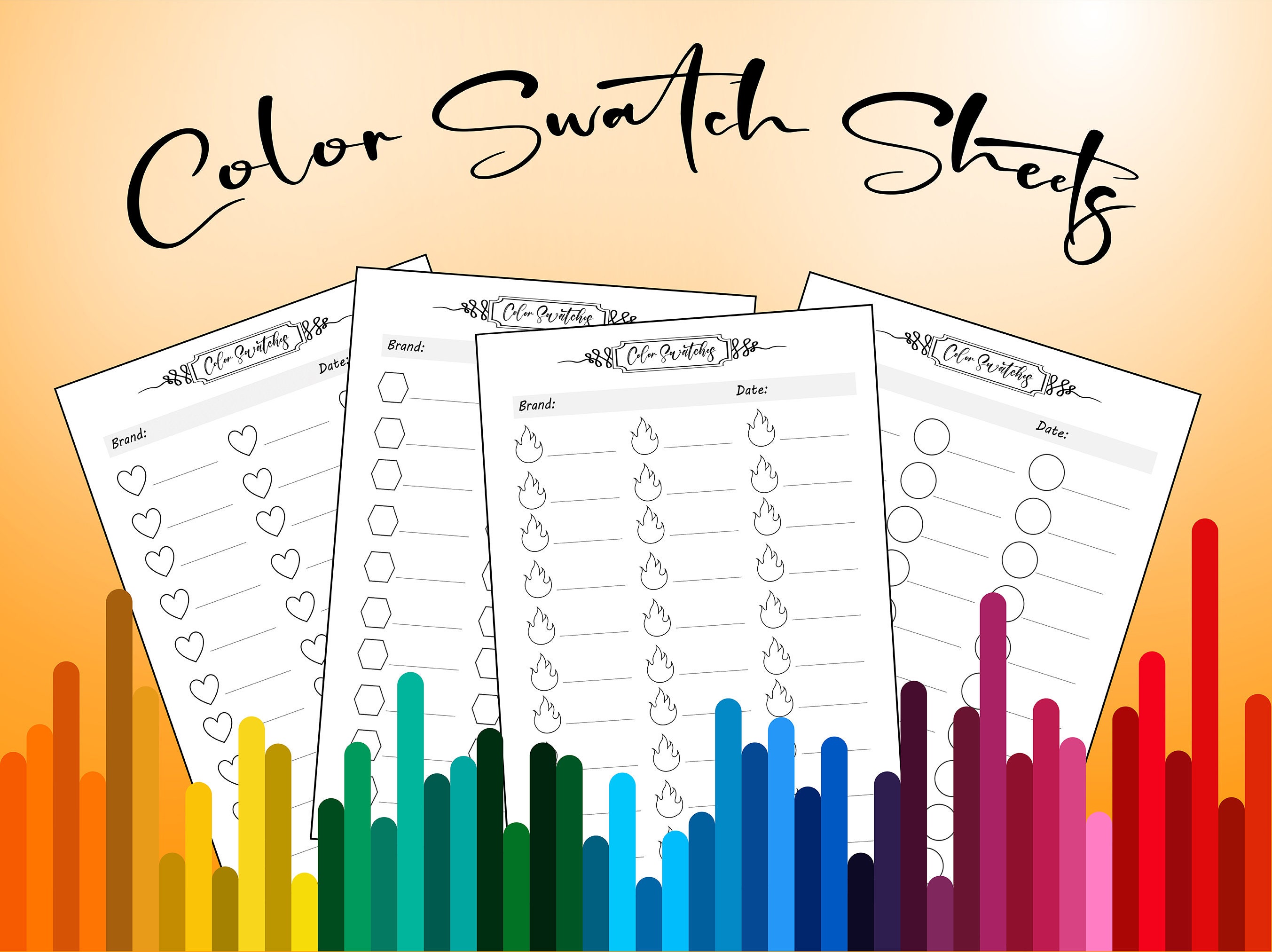 Blank Color Swatch Chart. Beautiful Color Swatches Sheets With - Etsy