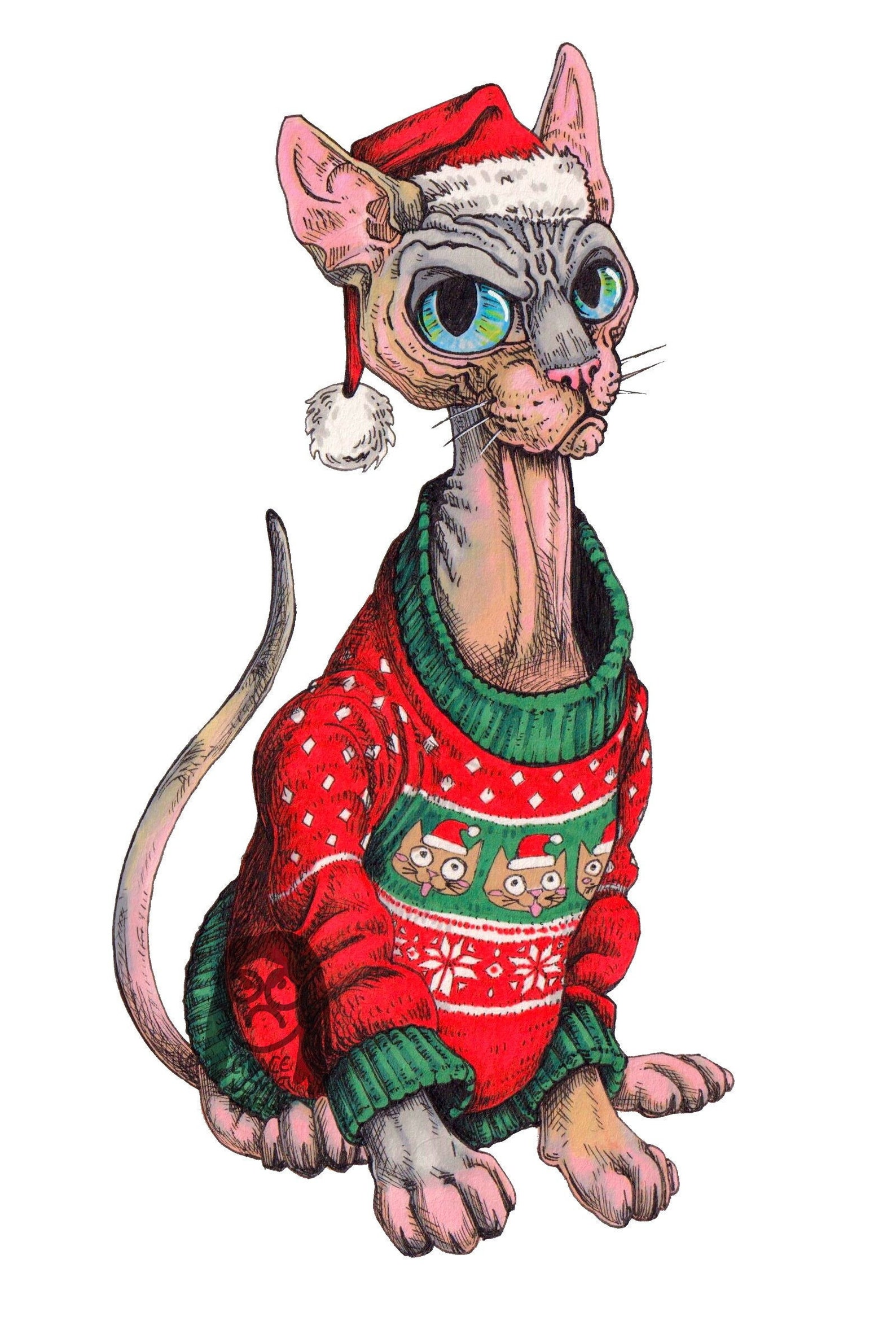 Sphynx Cat Christmas Jumper Card - A5 - Etsy UK