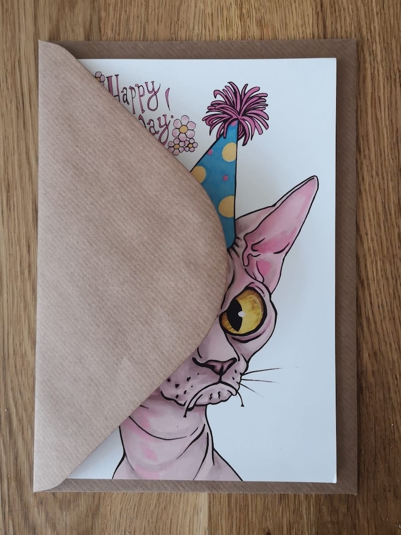 Happy Birthday Grumpy Sphynx Cat Hairless Party Hat Funny - Etsy