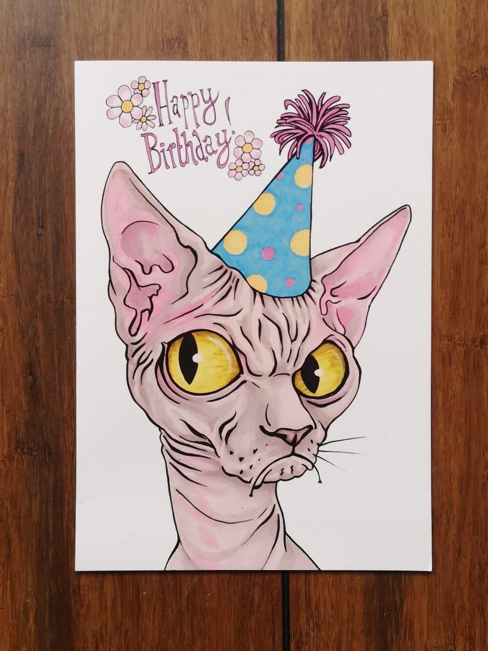 Happy Birthday Grumpy Sphynx Cat Hairless Party Hat Funny - Etsy