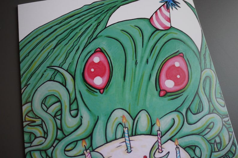 Happy Birthday Cthulhu Cake A5 Card - Etsy
