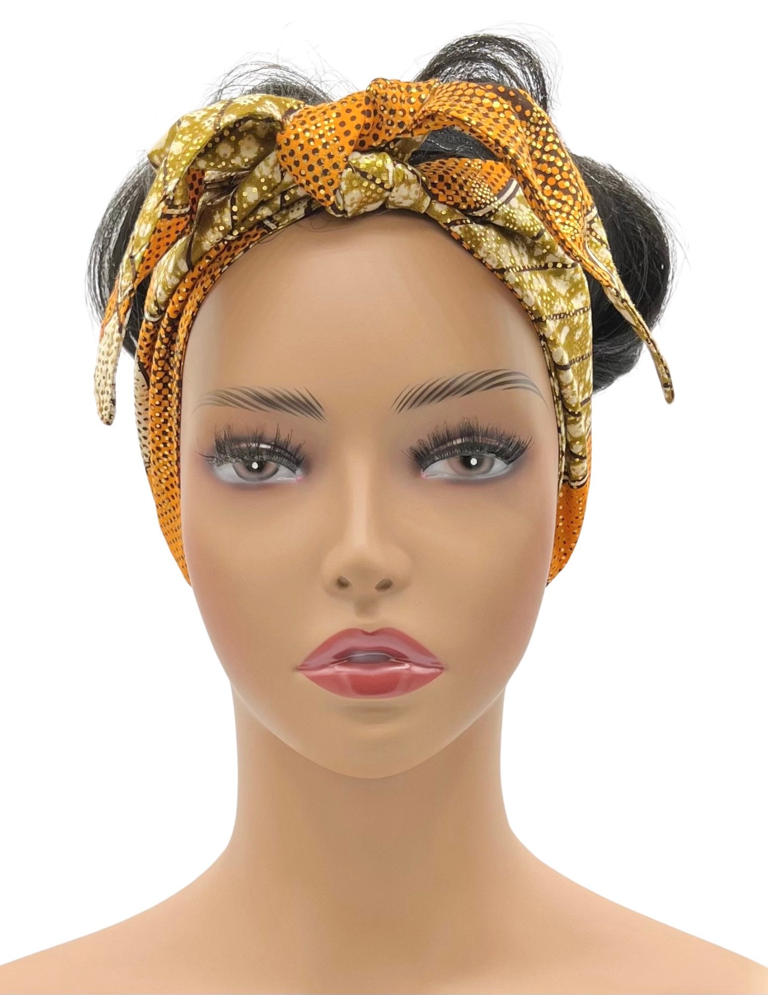 Gold Ankara African Print Wide Self Tie Headband Motorcycle - Etsy