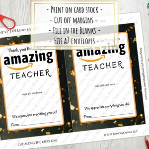 Printable Thank You Gift Card Holder, Teacher Appreciation, School ...