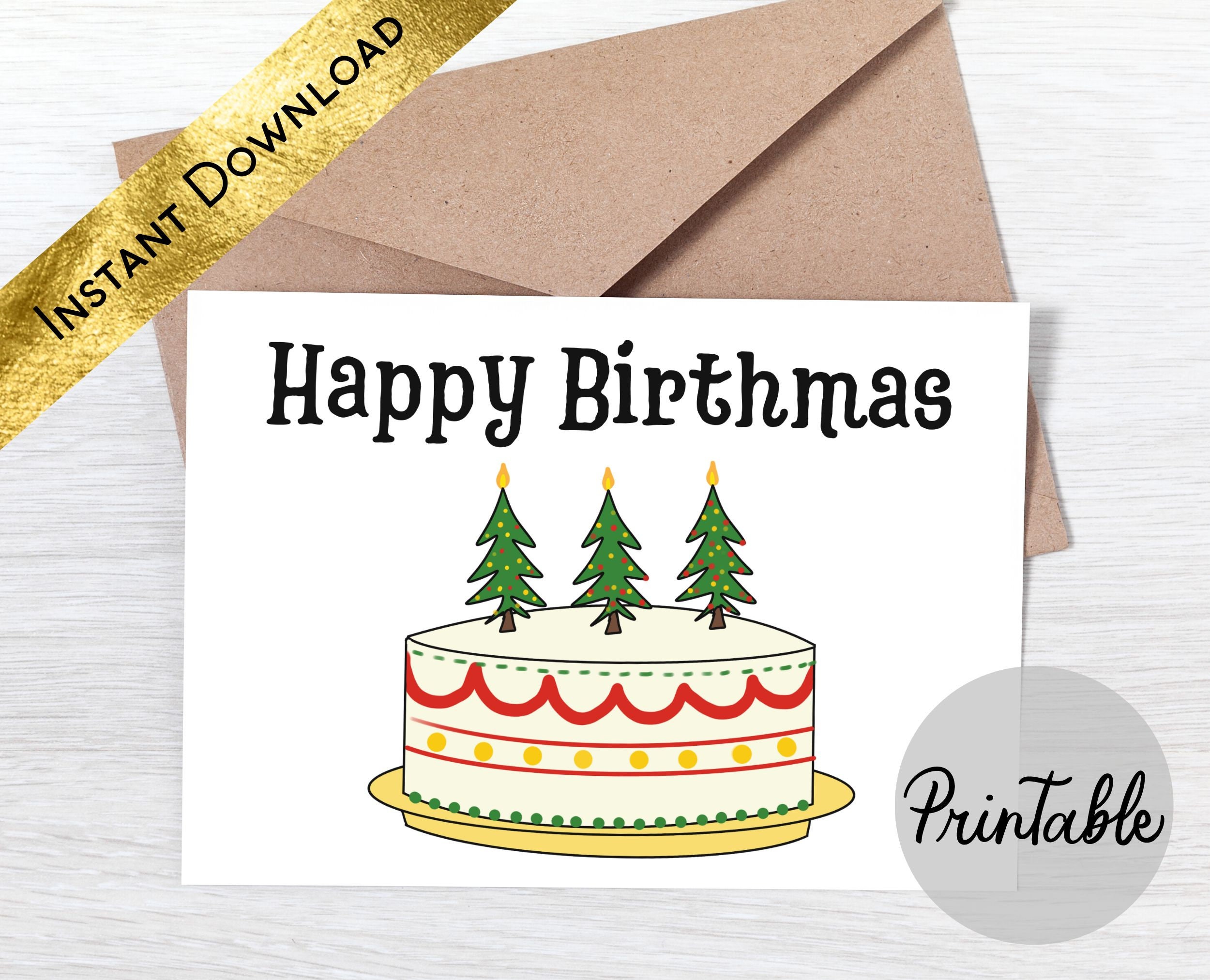 Funny Printable December Birthday Card, Happy Birthmas, Christmas ...