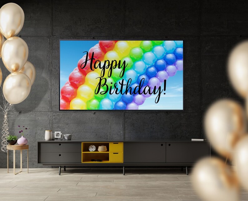 Samsung Frame TV Birthday Art Balloon Arch Rainbow Party - Etsy