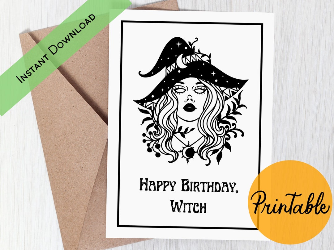 Halloween Happy Birthday Printable Card, Happy Birthday Witch, October ...
