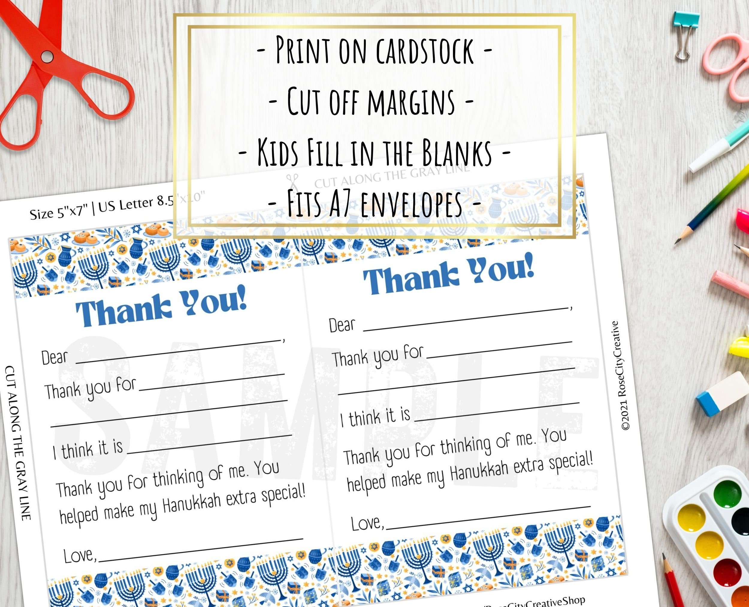 Printable Hanukkah Thank You Cards for Kids Fill in the - Etsy