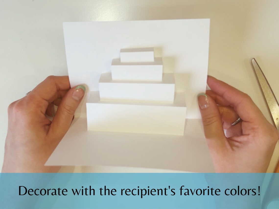 Printable Birthday Card Pop up Cake, Fits 7x5 in Folded Cards, Easy Pop ...