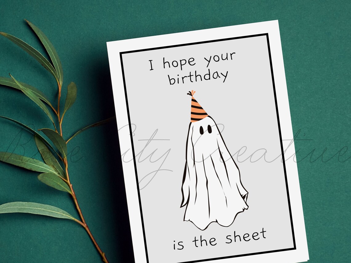 Halloween Funny Birthday Card, Printable, Funny Ghost Birthday Card ...