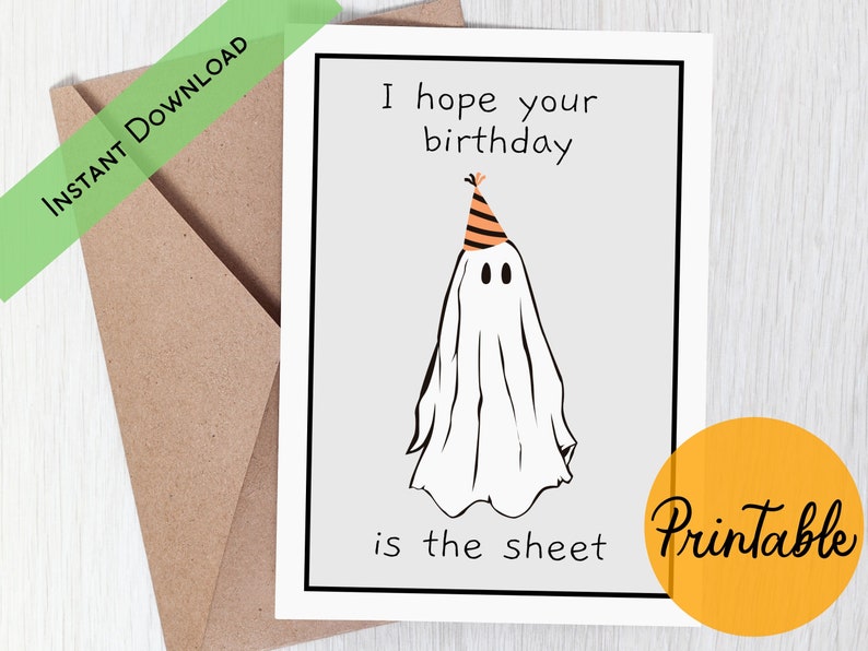 Halloween Funny Birthday Card Printable Funny Ghost Birthday - Etsy
