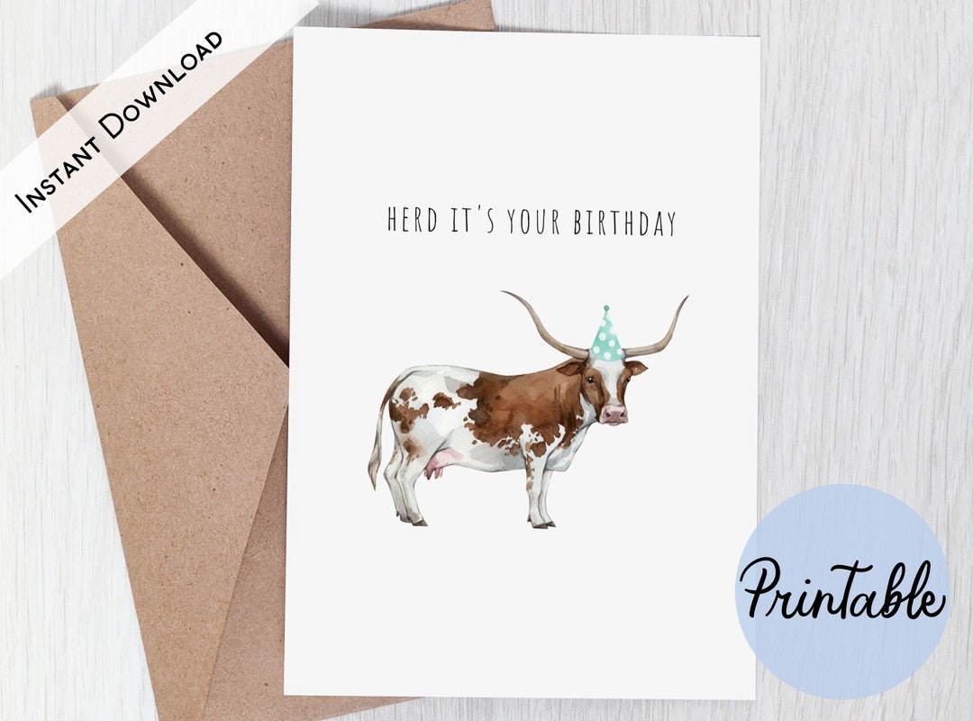 Printable Birthday Card, Funny Birthday Card, Cowboy, Cowgirl, Rancher ...