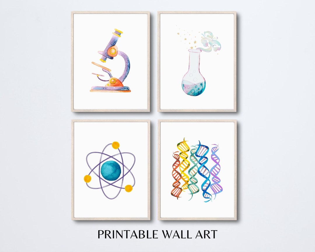 S.T.E.M. Science Wall Art Printable Set of 4, Girl or Boy Nursery Decor ...