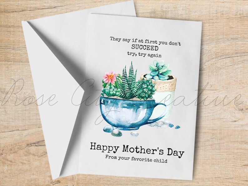 Funny Mother's Day Card, Printable, to Mom From Favorite Child, From ...