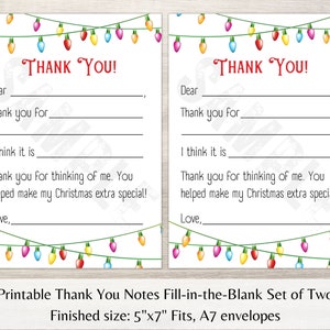 Printable Christmas Thank You Card for Kids, Fill in the Blanks, Thank ...