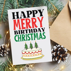 Printable Christmas Birthday Card, Funny Birthday Card, Happy Birthday ...