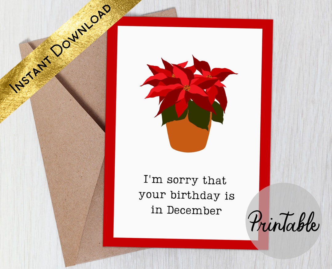 Printable December Birthday Card Funny Birthday Card - Etsy
