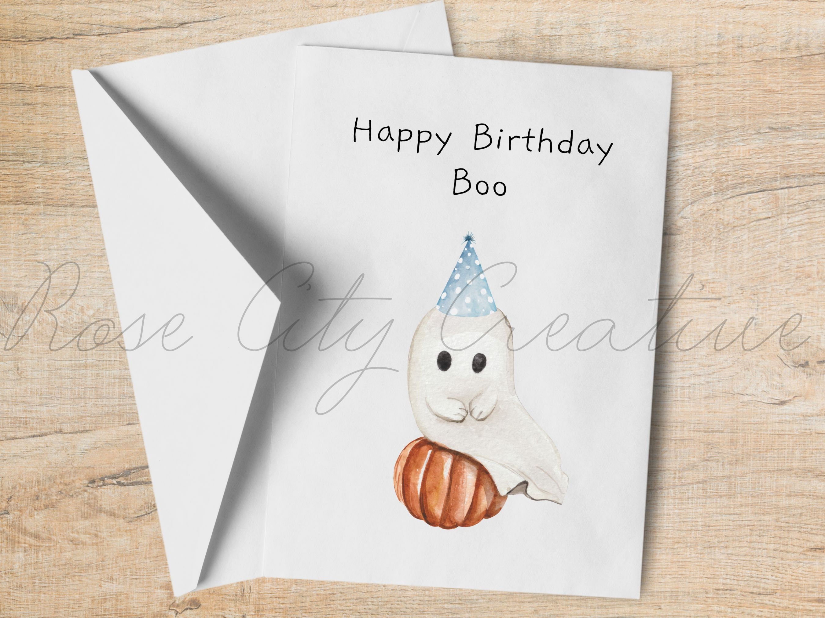 Halloween Happy Birthday Printable Card Happy Birthday Boo - Etsy