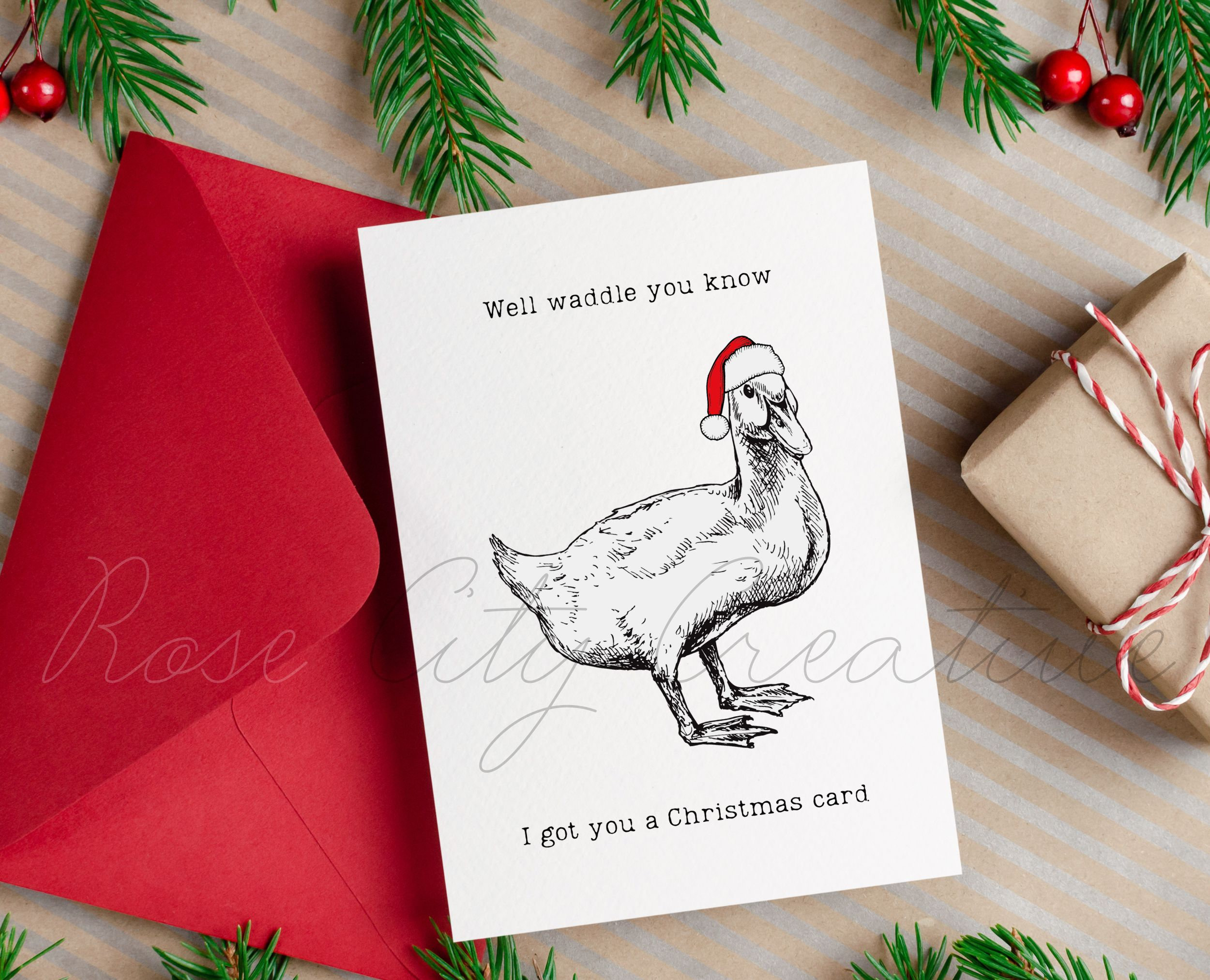 Printable Christmas Card Funny Christmas Card Duck Pun Duck - Etsy