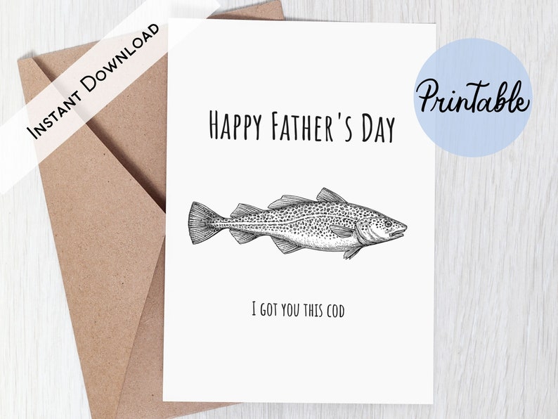 Funny Father's Day Card Printable Card Fish Pun Card for - Etsy