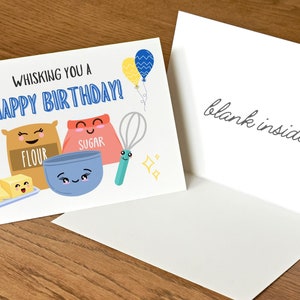 Printable Birthday Card, Cute Birthday Card, Baking, Cooking, Whisking ...