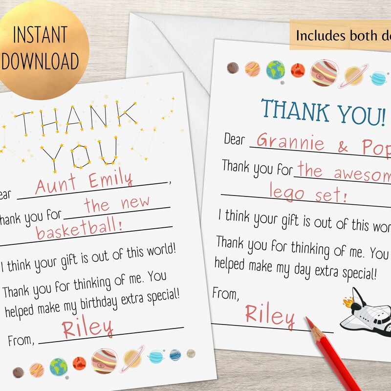Kids Thank You Cards - Etsy
