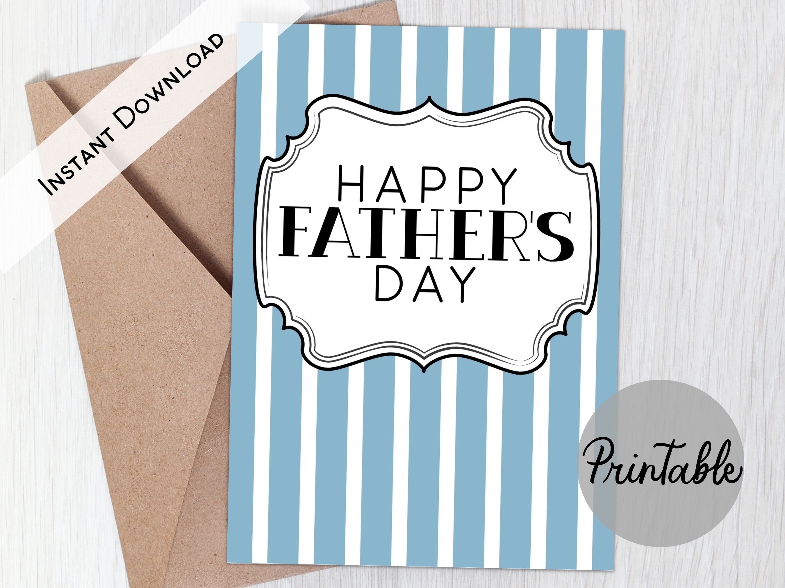 Father's Day Printable Card, Happy Father's Day, Classic Card for Dad ...