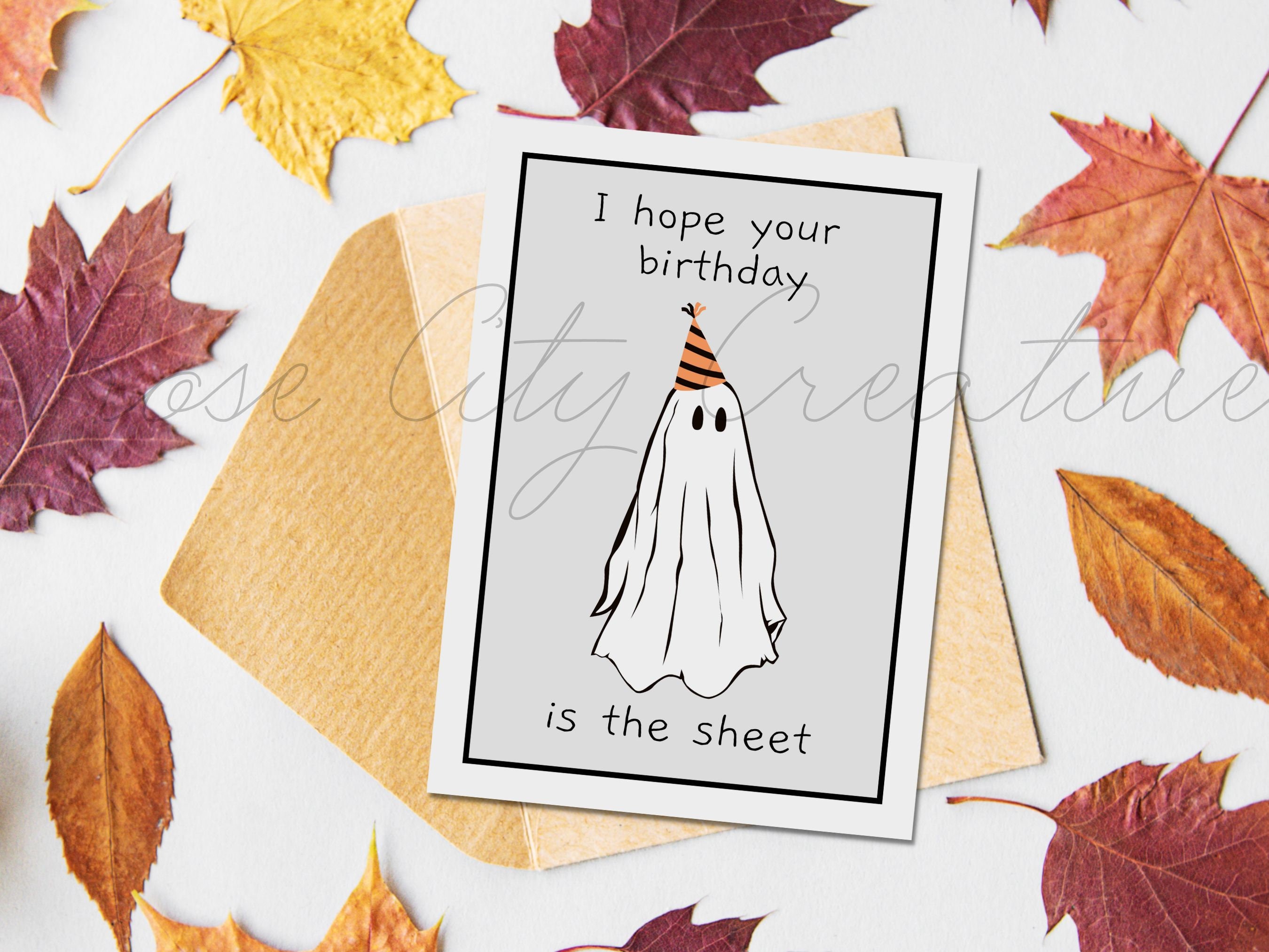 Halloween Funny Birthday Card Printable Funny Ghost Birthday - Etsy