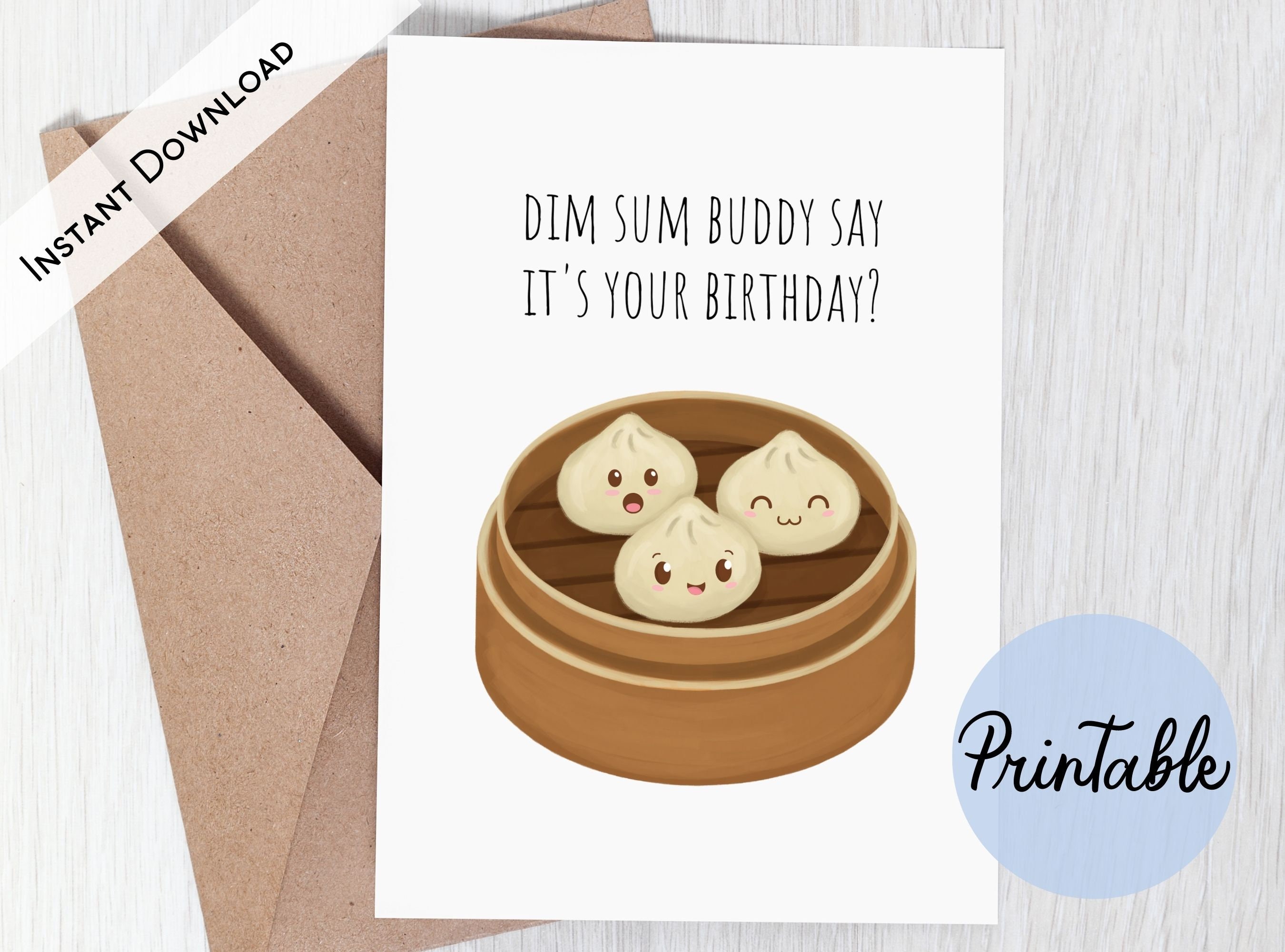 Dim Sum Birthday Card Printable Funny Birthday Card Food - Etsy