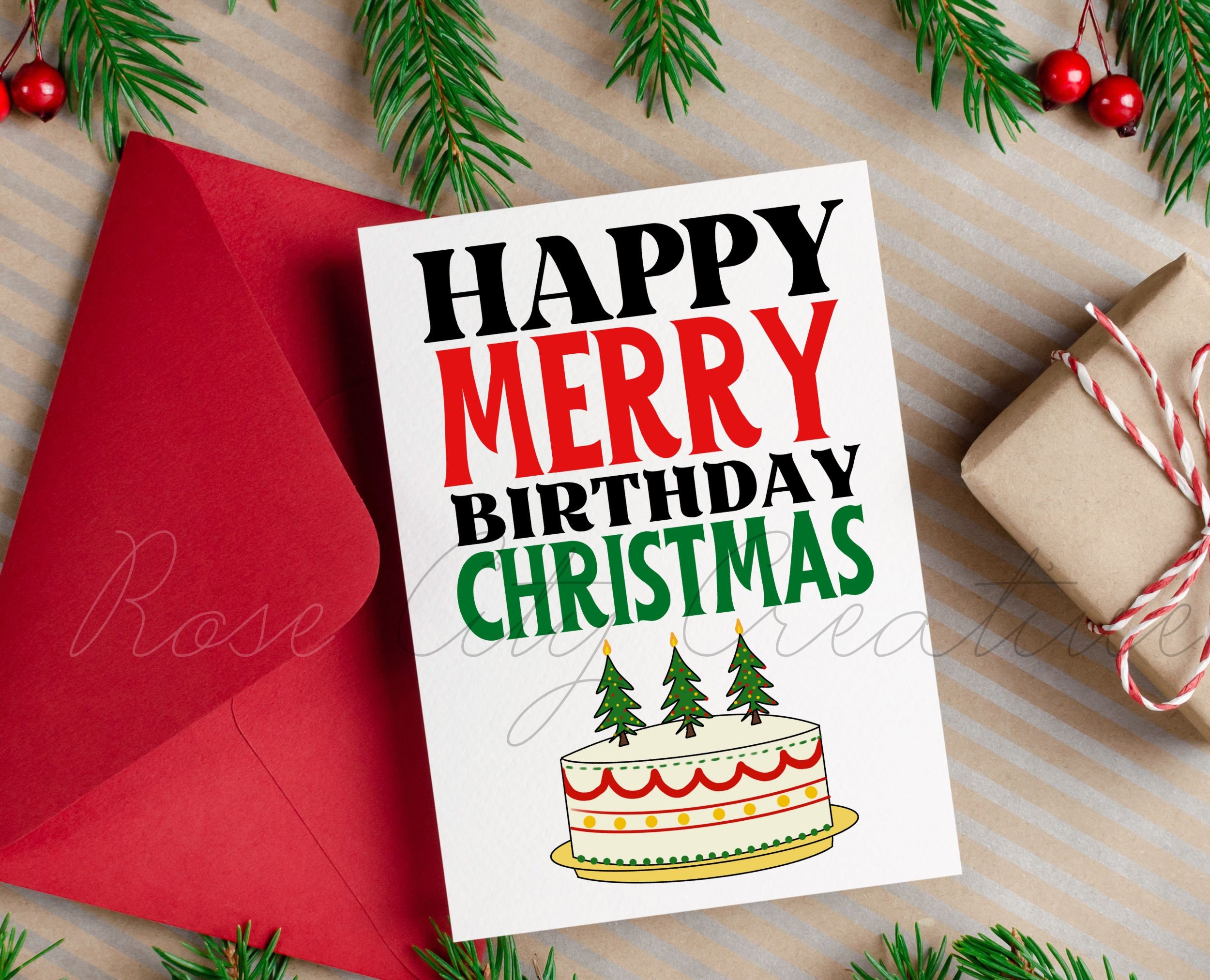 Printable Christmas Birthday Card Funny Birthday Card Happy - Etsy