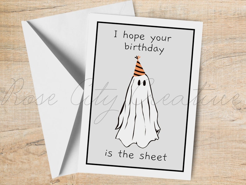 Halloween Funny Birthday Card, Printable, Funny Ghost Birthday Card ...
