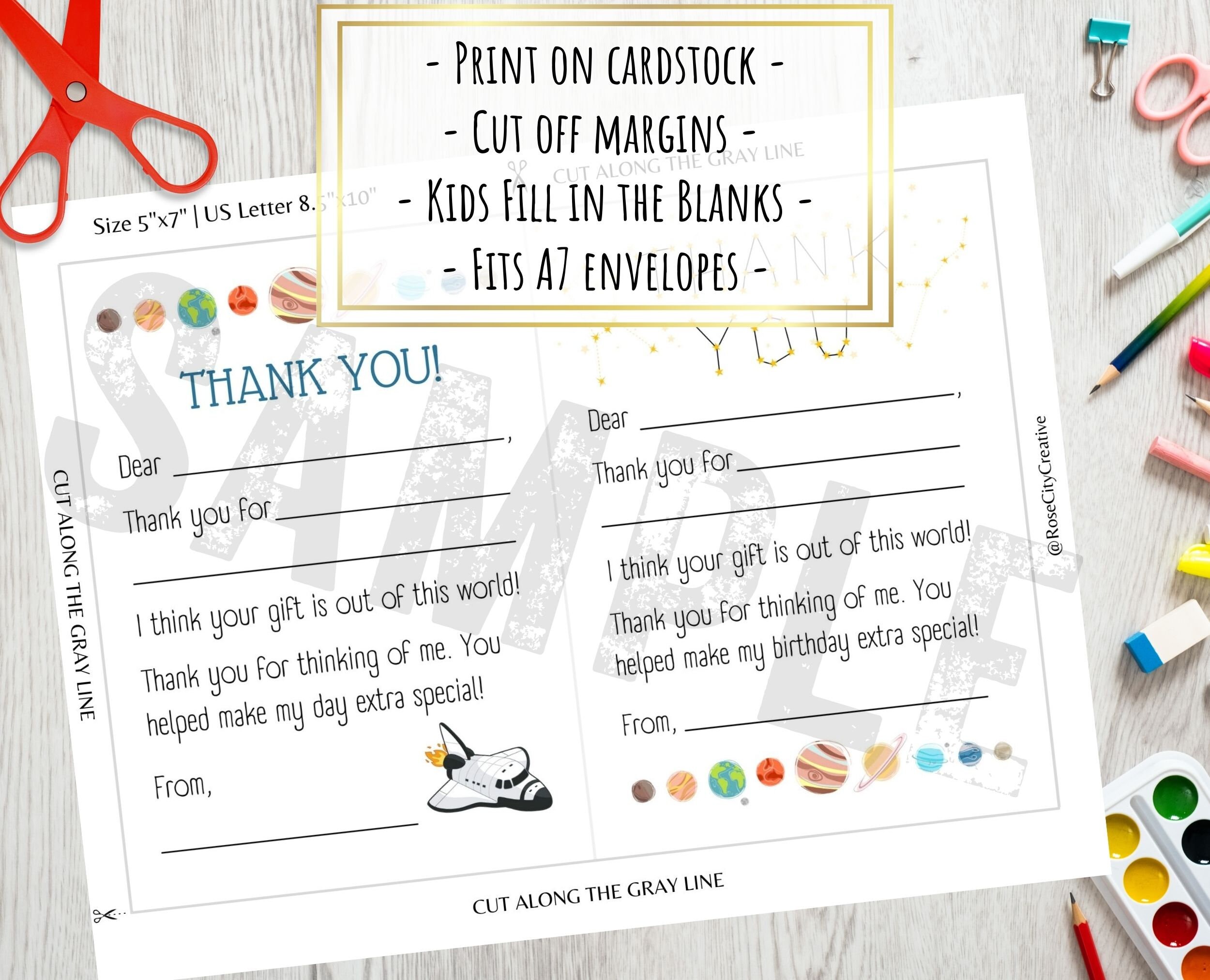Printable Thank You Cards for Kids Fill in the Blanks 2 - Etsy
